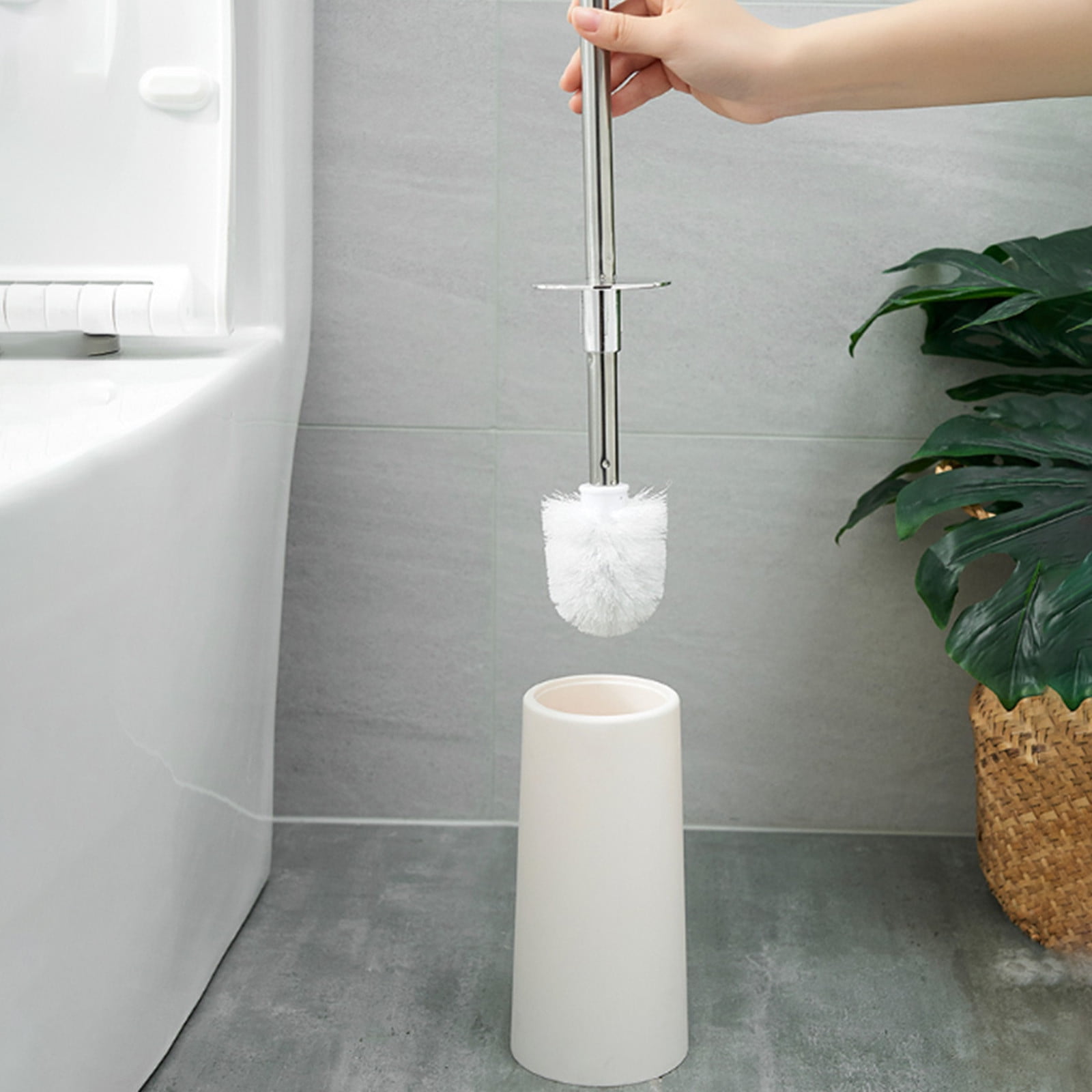 HOARBOEG White Toilet Bowl Brushes With Caddy, Closed Toilet Brush ...