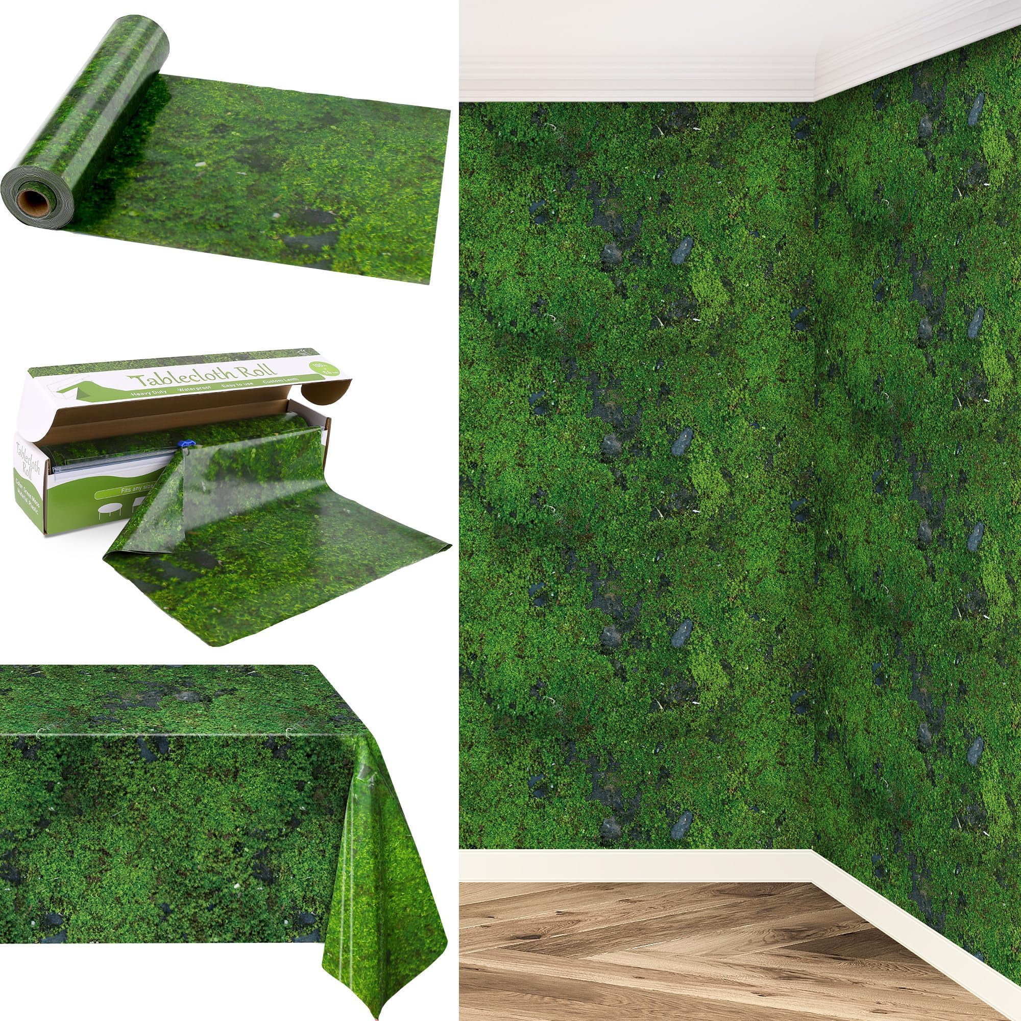 HOBBY HORSE 100 Ft x 54 Inch Green Moss Printed Tablecloth Roll with ...