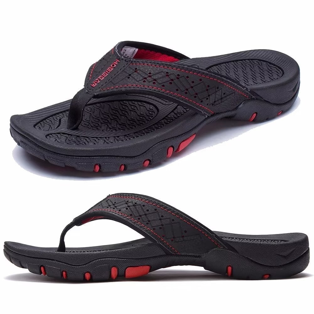 HOBIBEAR Mens Flip Flops Arch Support, Durable Rubber Sole, Strong ...