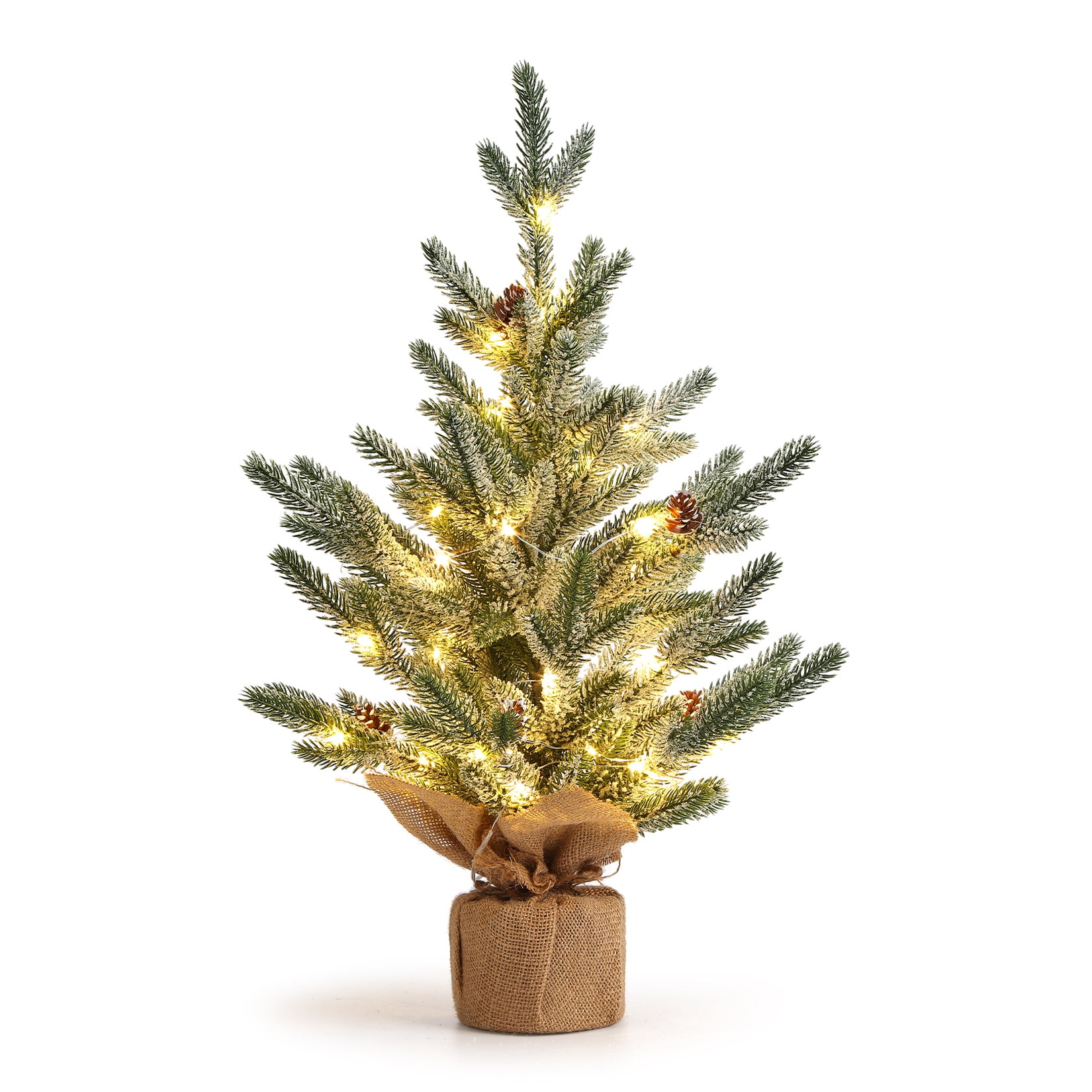HOBLOC 24 Inch Pre-Lit Tabletop Christmas Tree with 50 LED Lights ...