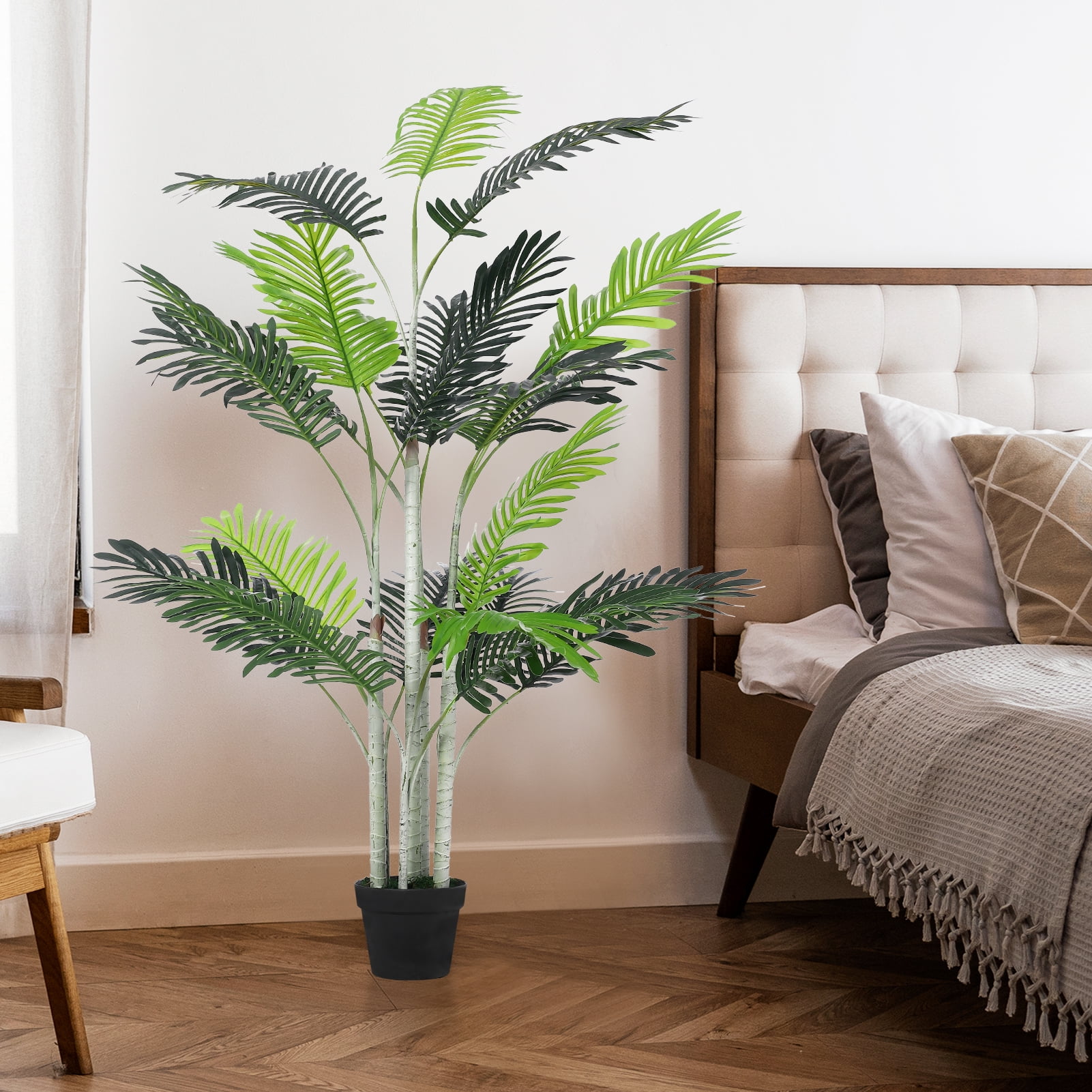 HOBLOC Artificial Palm Tree, 57"H Fake Tropical Palm Plant, Artificial ...