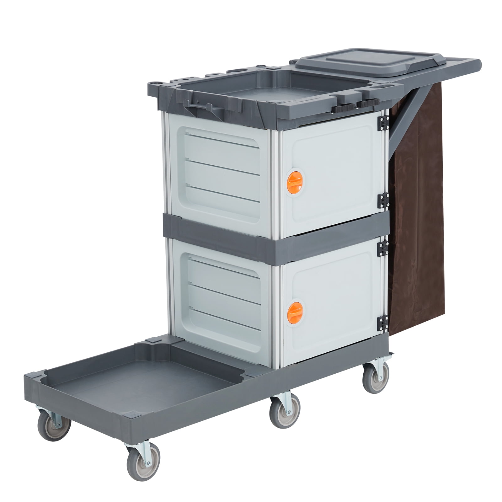 HOBLOC Commercial Janitorial Cart with 2 Cabinet on Wheels，3-Shelf ...