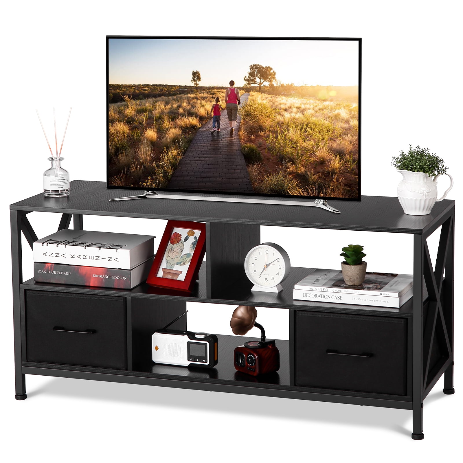 HOBLOC TV Stand for 50 inch TV, Entertainment Center with Fabric ...