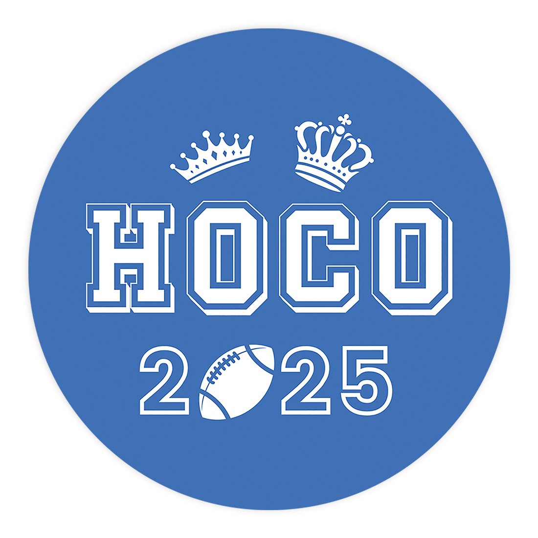 HOCO Stickers 2025, Royal Blue & White Football Crown Design ...