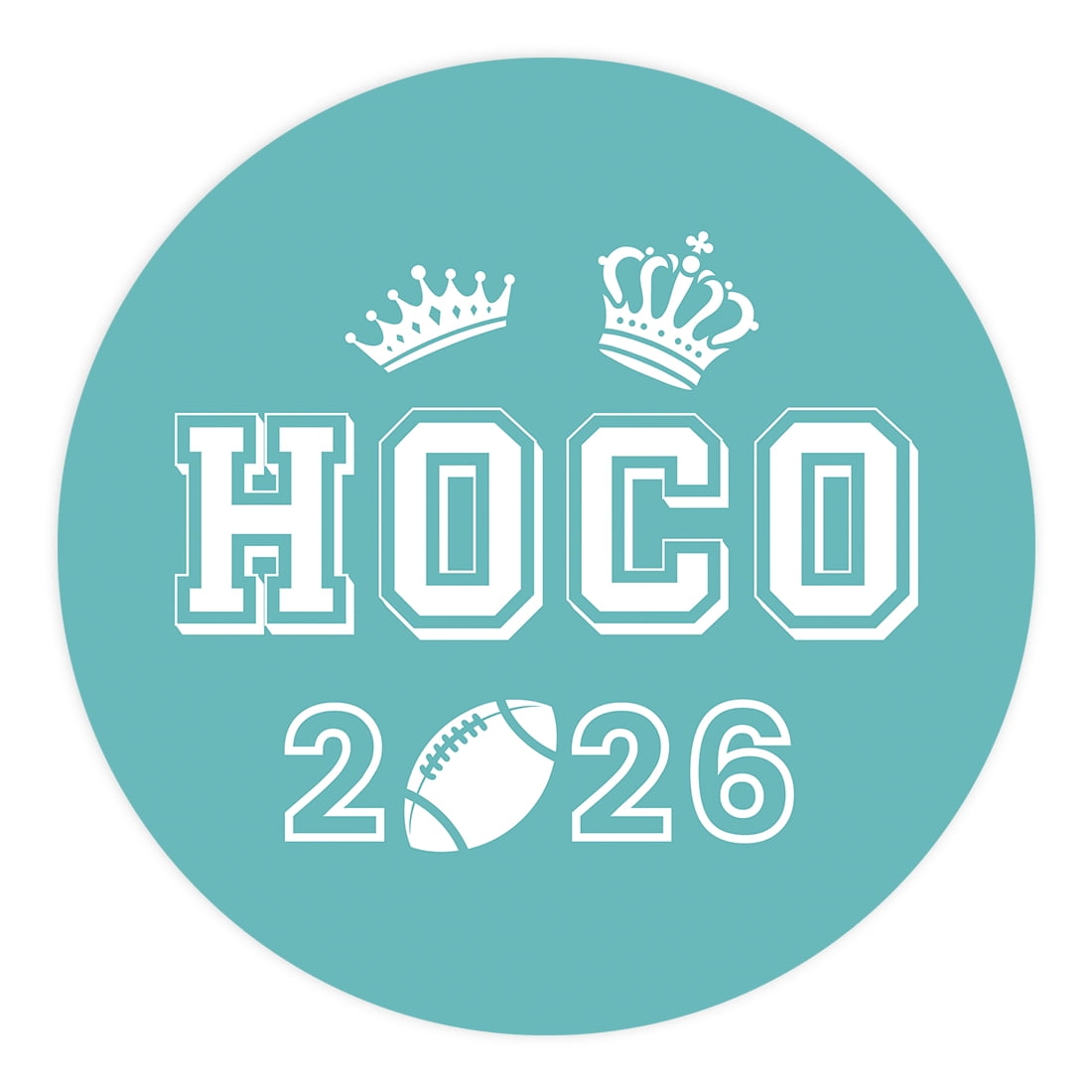 HOCO Stickers, Teal & White Football Crown Design, Homecoming Party ...