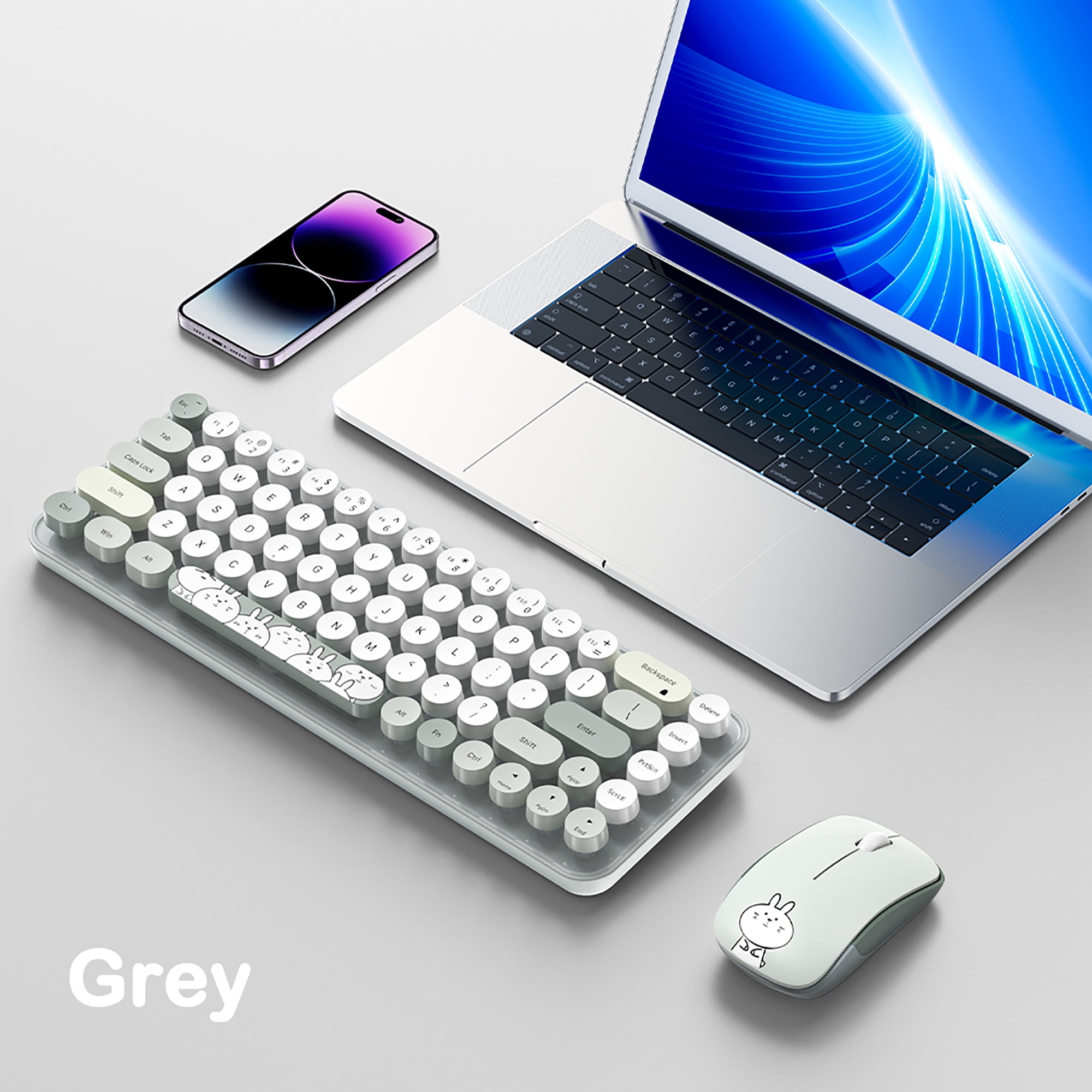 Hoco Wireless Keyboard And Mouse Combo 2 4ghz Bluetooth Usb Receiver Plug And Play Colorful