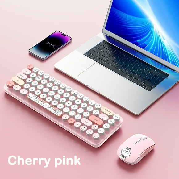 Pink Wireless Keyboard Mouse Set