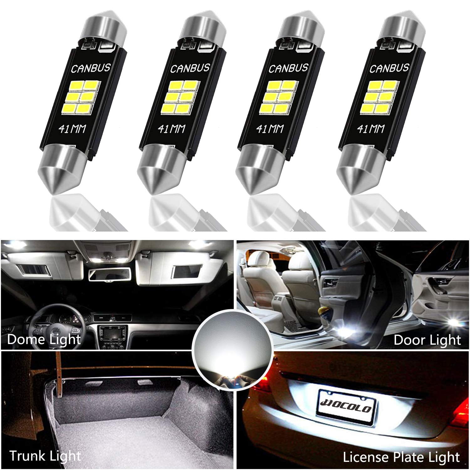 HOCOLO 4x CanBus Festoon IFF17 41mm LED Bulb Car Lights Dome/Map ...
