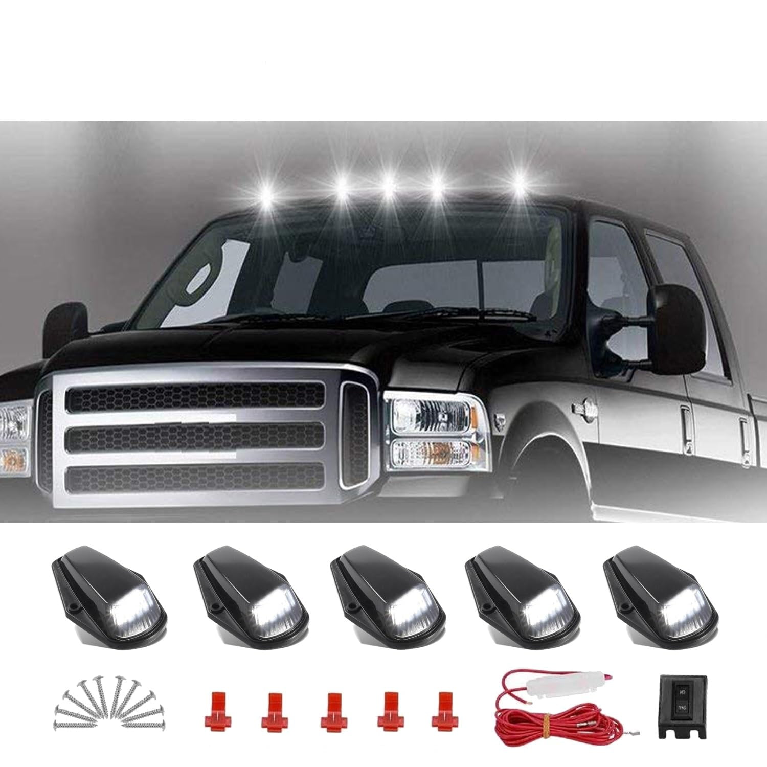 HOCOLO Cab Marker Light MMF7 LED White Roof Running Top Lights w/Wiring ...