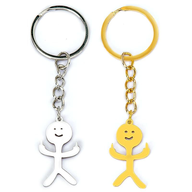 HOCZIK 2Pcs Funny Stainless Steel Keychain cool keychains Gold and ...