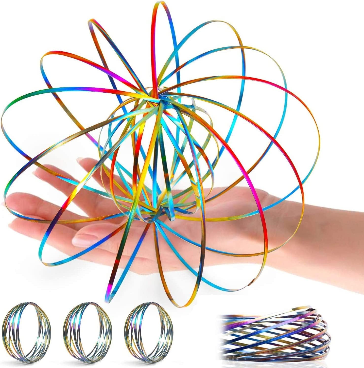 3 Pack Flow Ring Arm Magic Spring Arm Flow Rings Sculpture Ring Game Colored Magic Kinetic ...