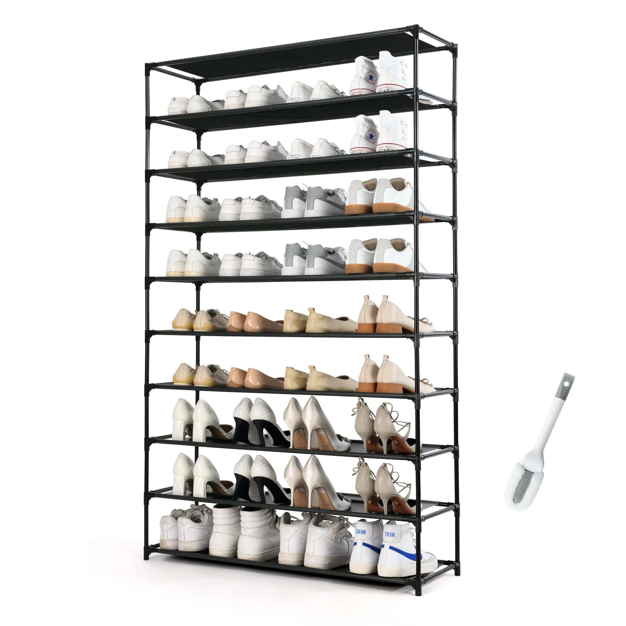 HODYANN 10-Tier DIY Shoe Rack, Non-Woven Fabric/Metal Shelf, Holds 50 ...