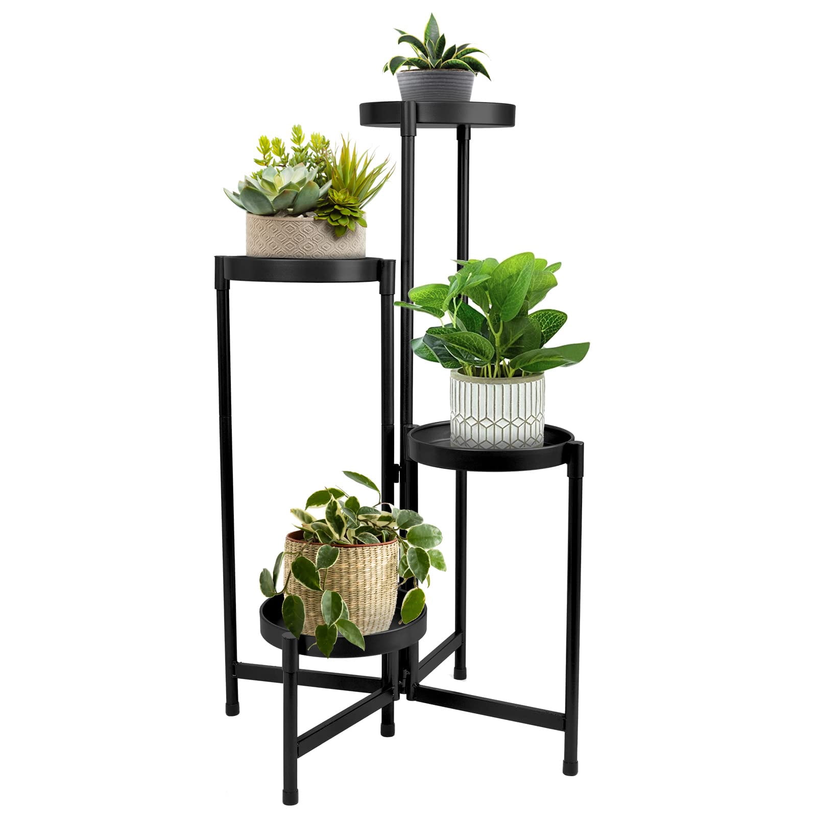 HOEGMST 4 Tier Plant Stand Indoor Outdoor, 31 Inch Tall Metal Plant ...