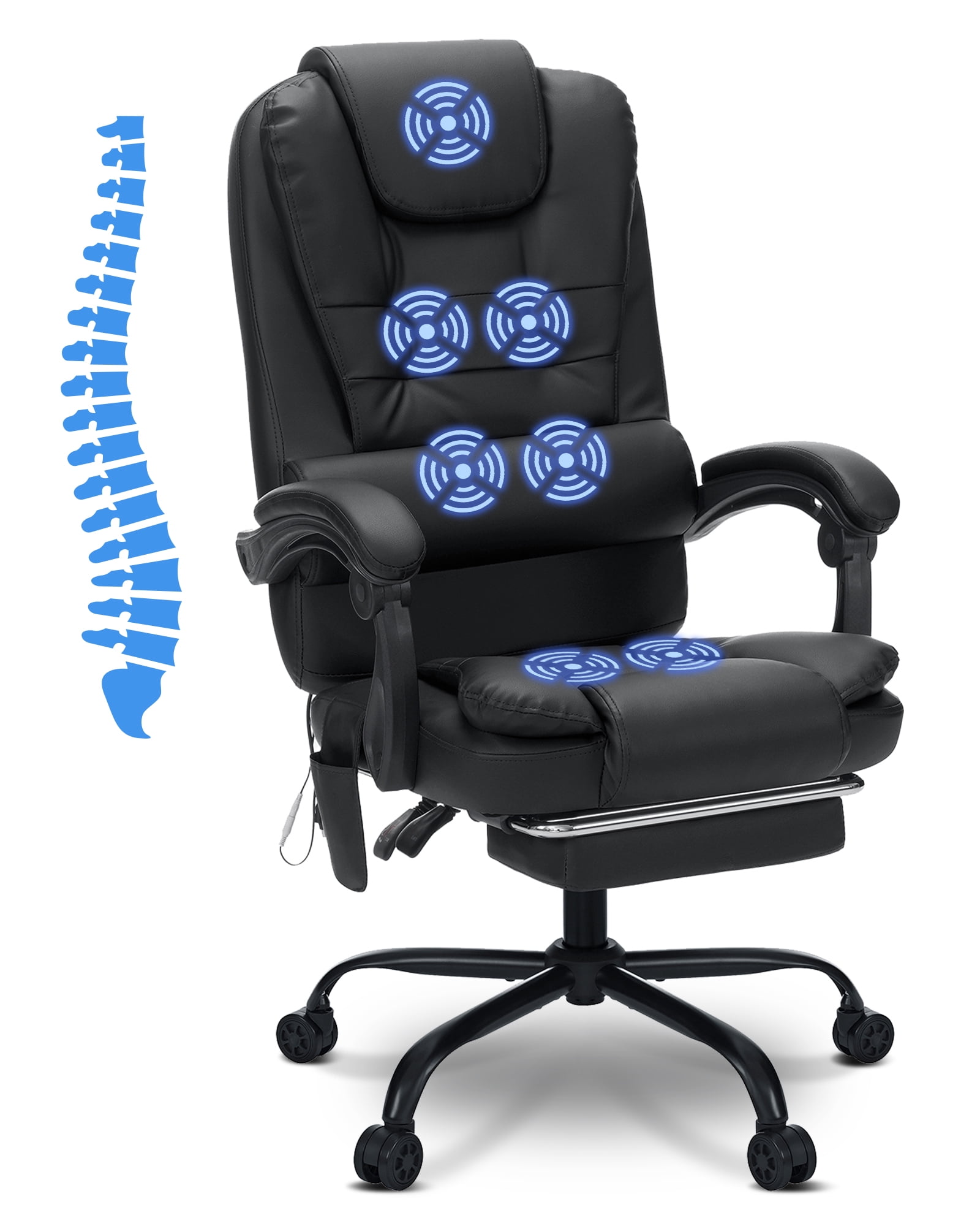 HOFFREE Executive Recliner Office Chair with Massager, Footrest, High ...