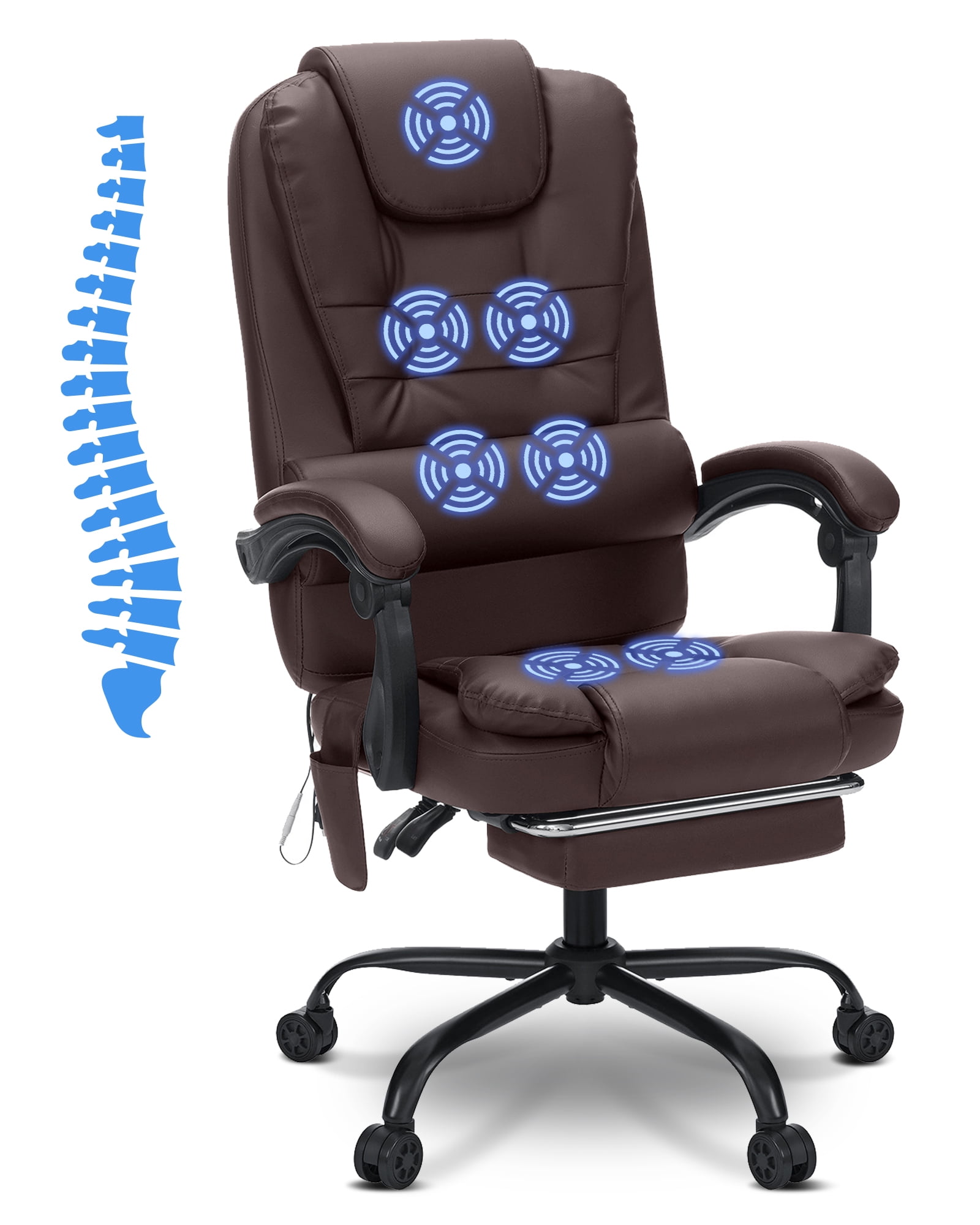 HOFFREE Executive Office Chair with Massage and Footrest Reclining ...