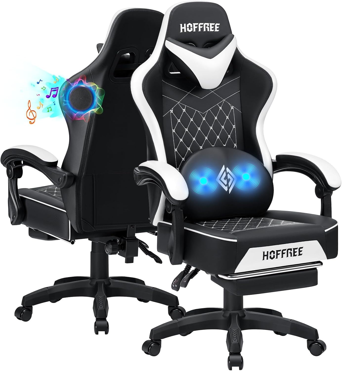 HOFFREE Gaming Chair Computer Chair with Speakers Massage Game Chairs ...