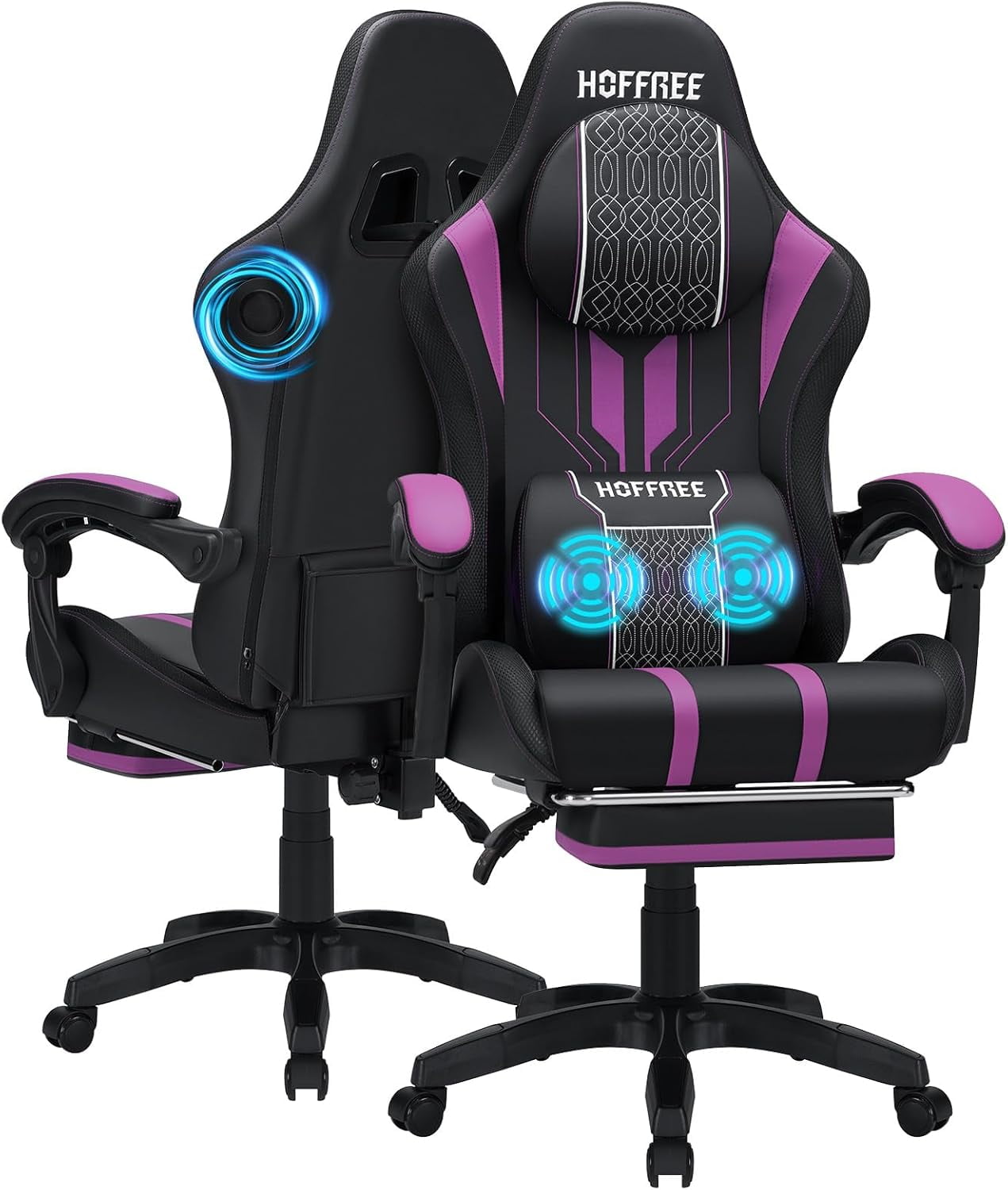 HOFFREE Gaming Chair with Speakers Massage Big and Tall Gaming Chairs ...