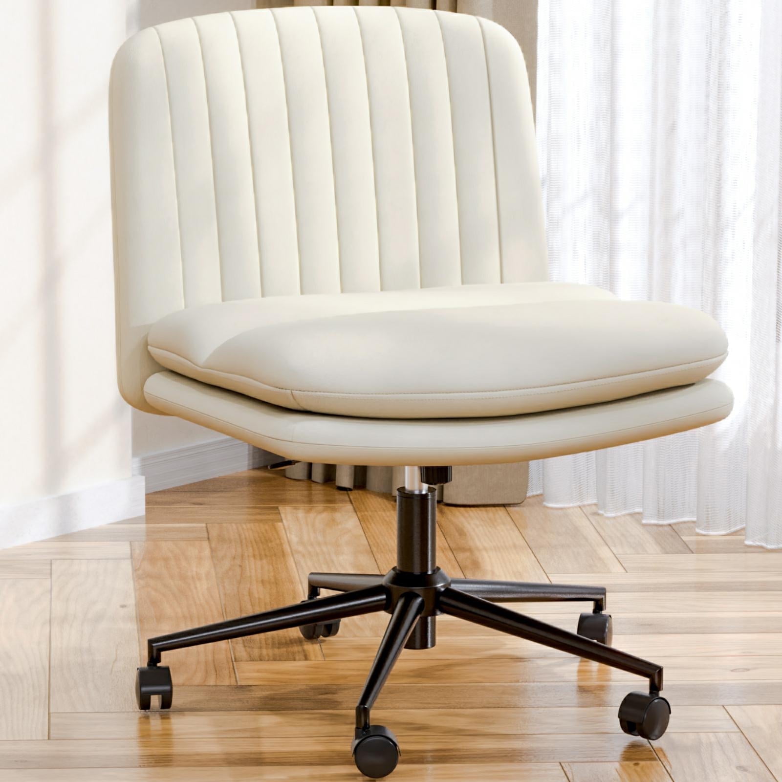 Hoffree PU Armless Rolling Office Desk Chair, Adjustable Swivel ...