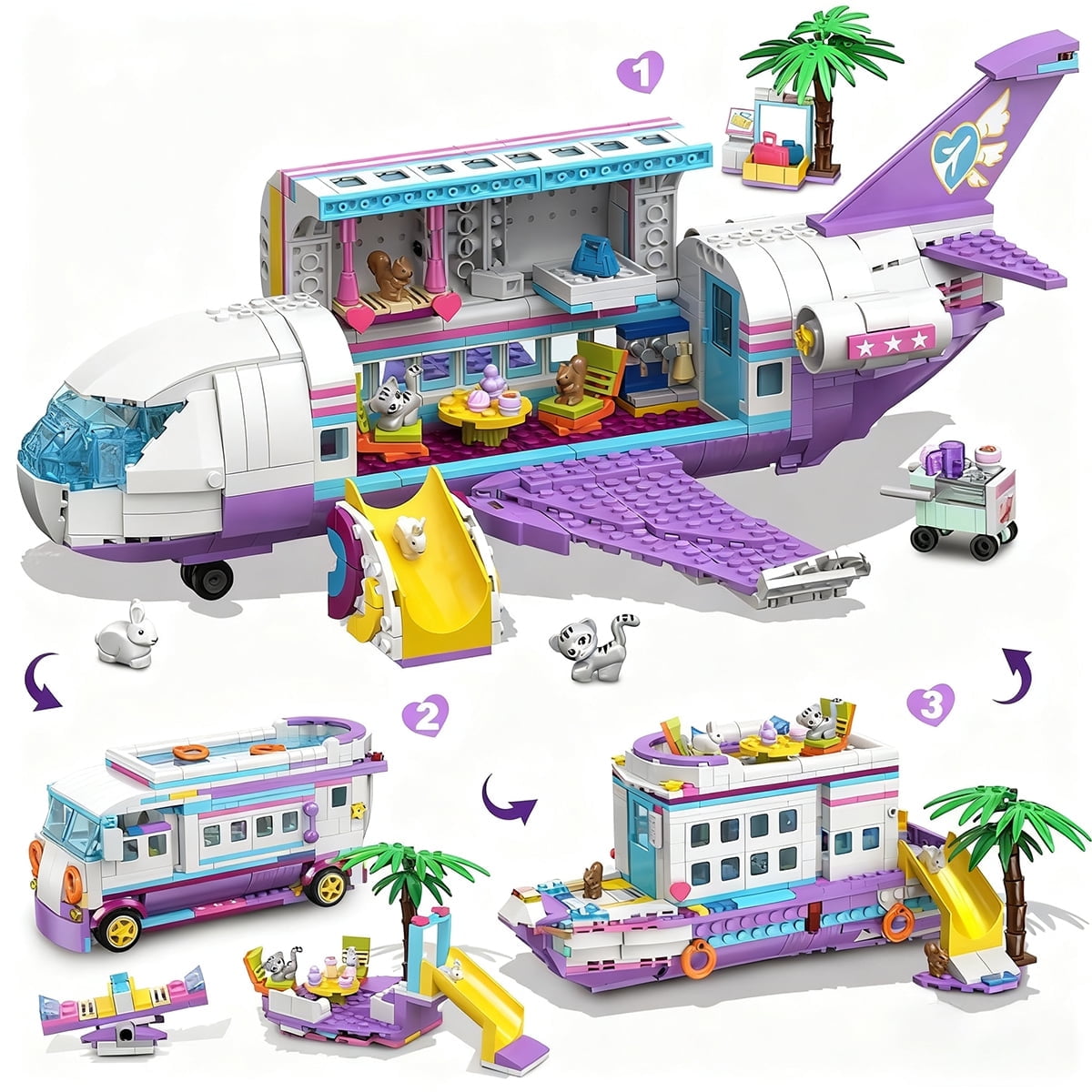 HOGOKIDS 3-in-1 Friends Airplane Building Toy Set, 808PCS Building ...