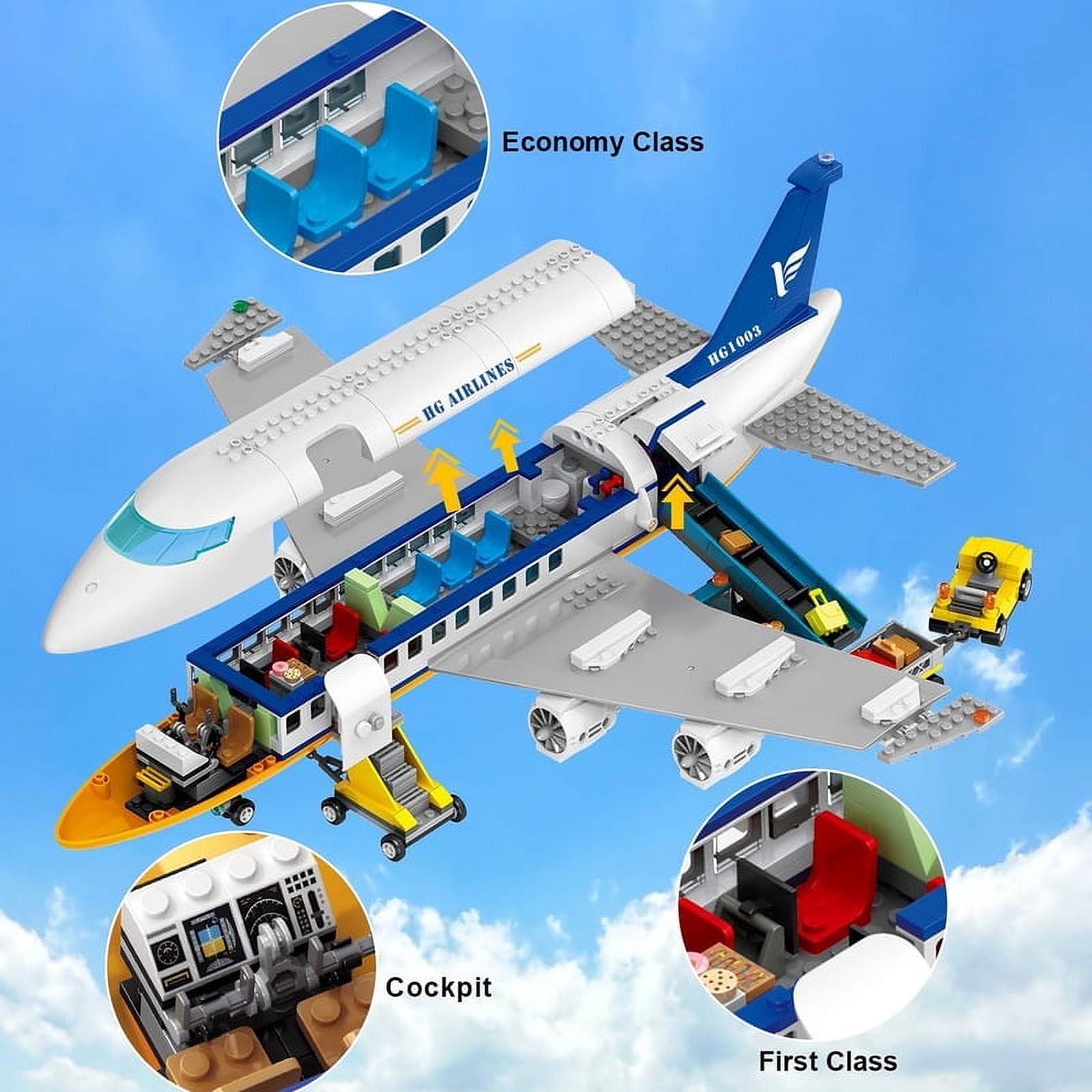 HOGOKIDS Airplane Building Set with LED, Plane Building Blocks with ...