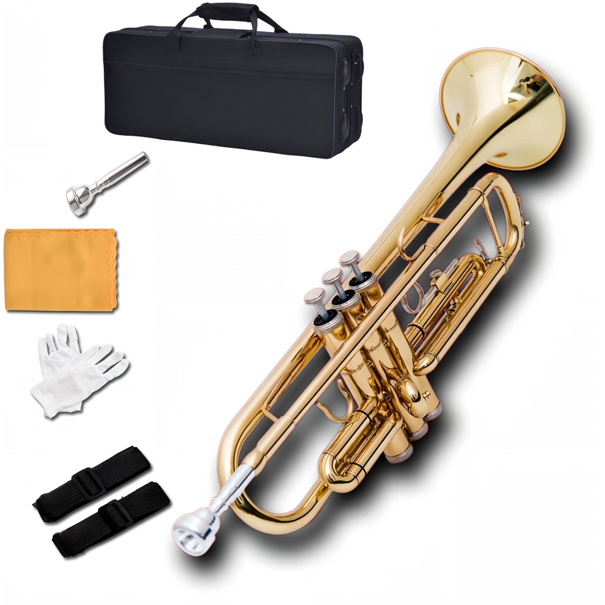 HOGSN trumpet musical instrument golden flat b three-tone trumpet ...