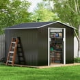 HOGYME 8' x 8' Weather-Resistant Yard Storage Shed, Dark Gray Outdoor ...