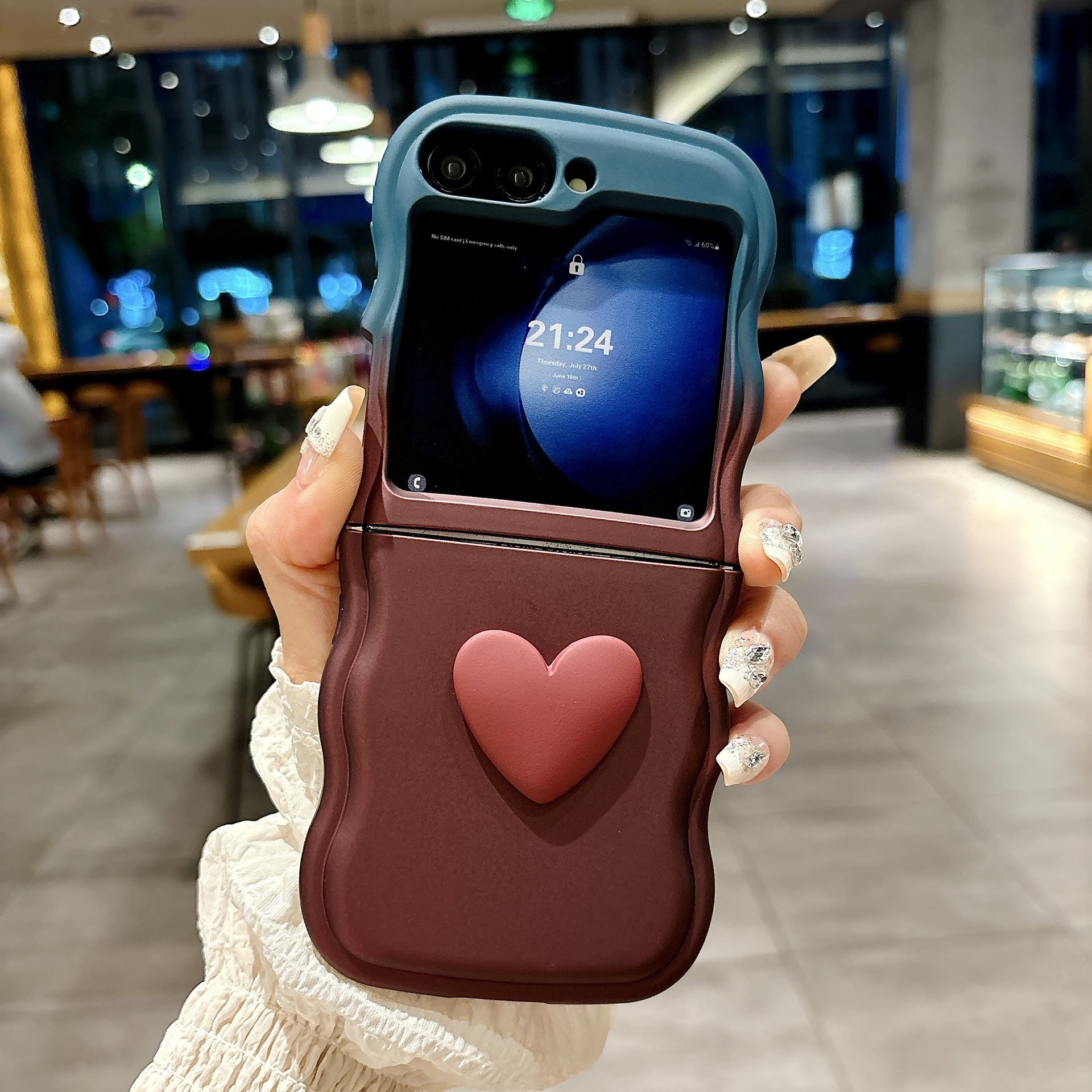 HOH for Samsung Galaxy Z Flip 6 Cute Case Gradient Wavy Frame Curly ...