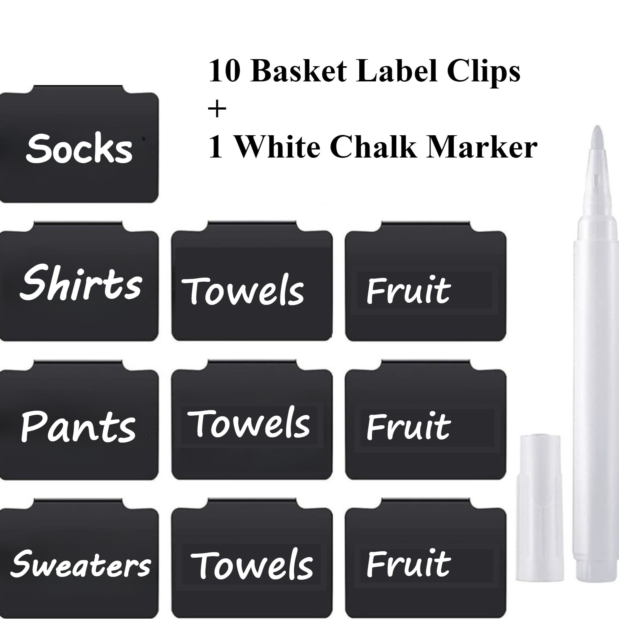 HOHAHO 10 pcs Plastic Basket Bin Label Clips with White Chalk Marker ...