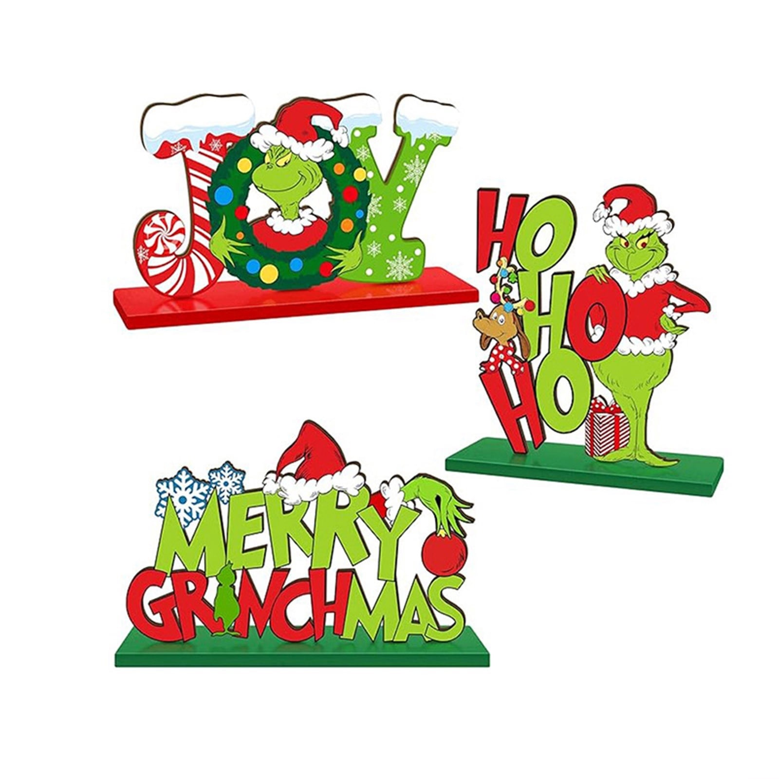 HOHOHO 3 Pcs Christmas Table Decorations, Merry Christmas Tabletop ...