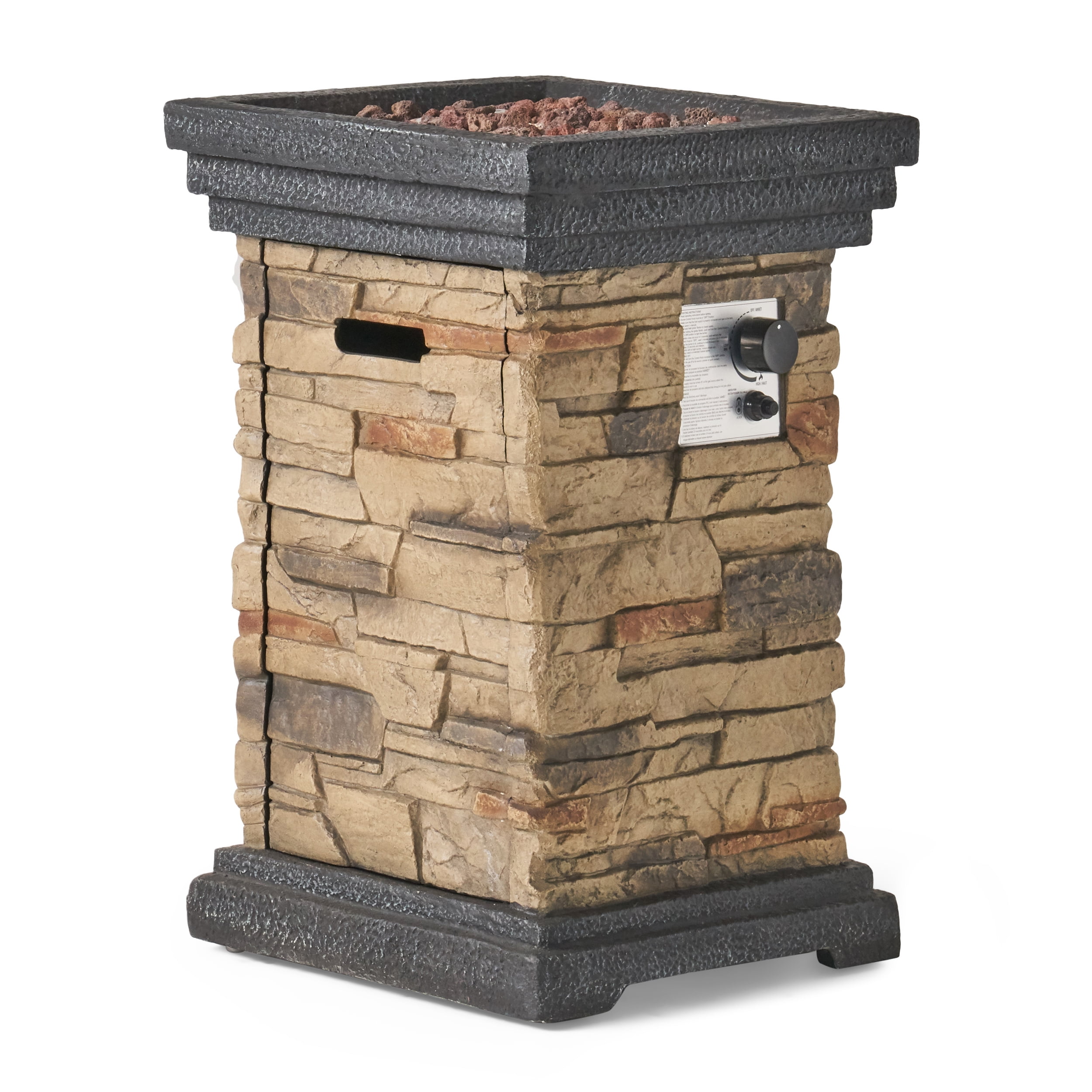 HOHXFYP 19.50'' Fire Column, Stone Gray Outdoor Fire Column, 40,000 BTU ...