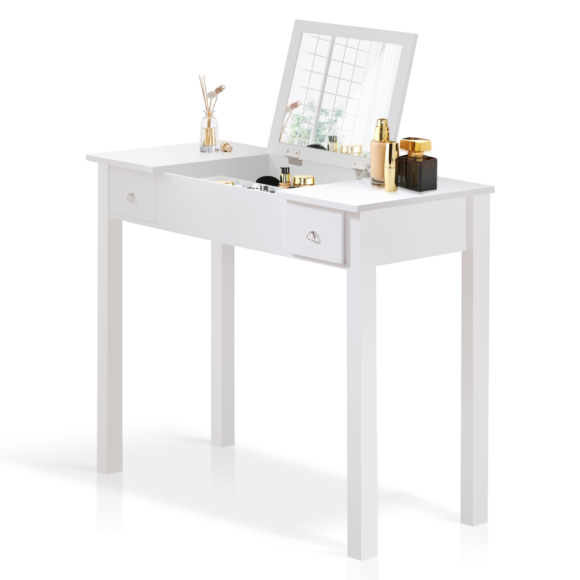 HOHXFYP Vanity Table with Flip Top Mirror, Makeup Dressing Table ...