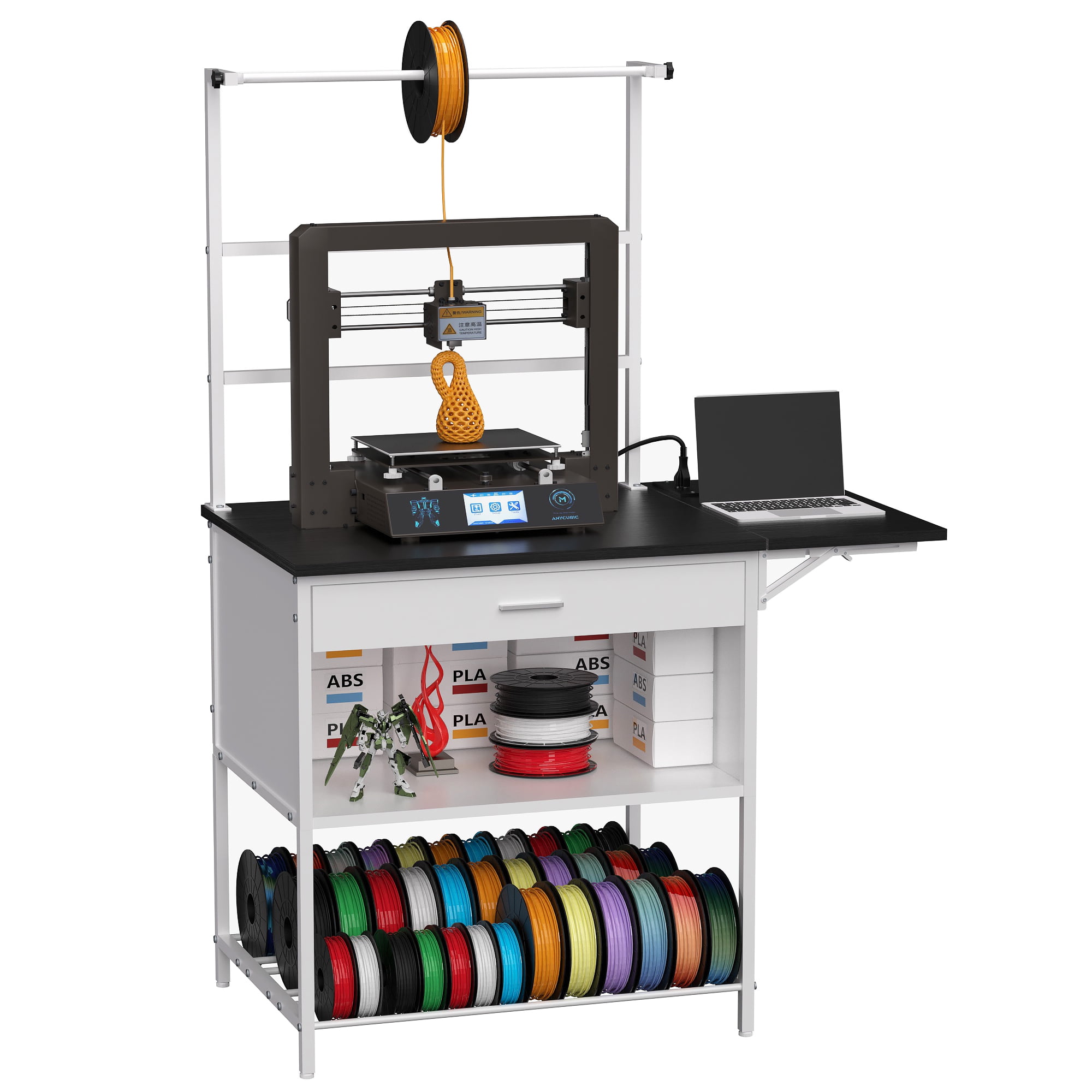 HOHYN 3D Printer Stand with Charging Station, 2AC+2USB Power Hub & 4 ...