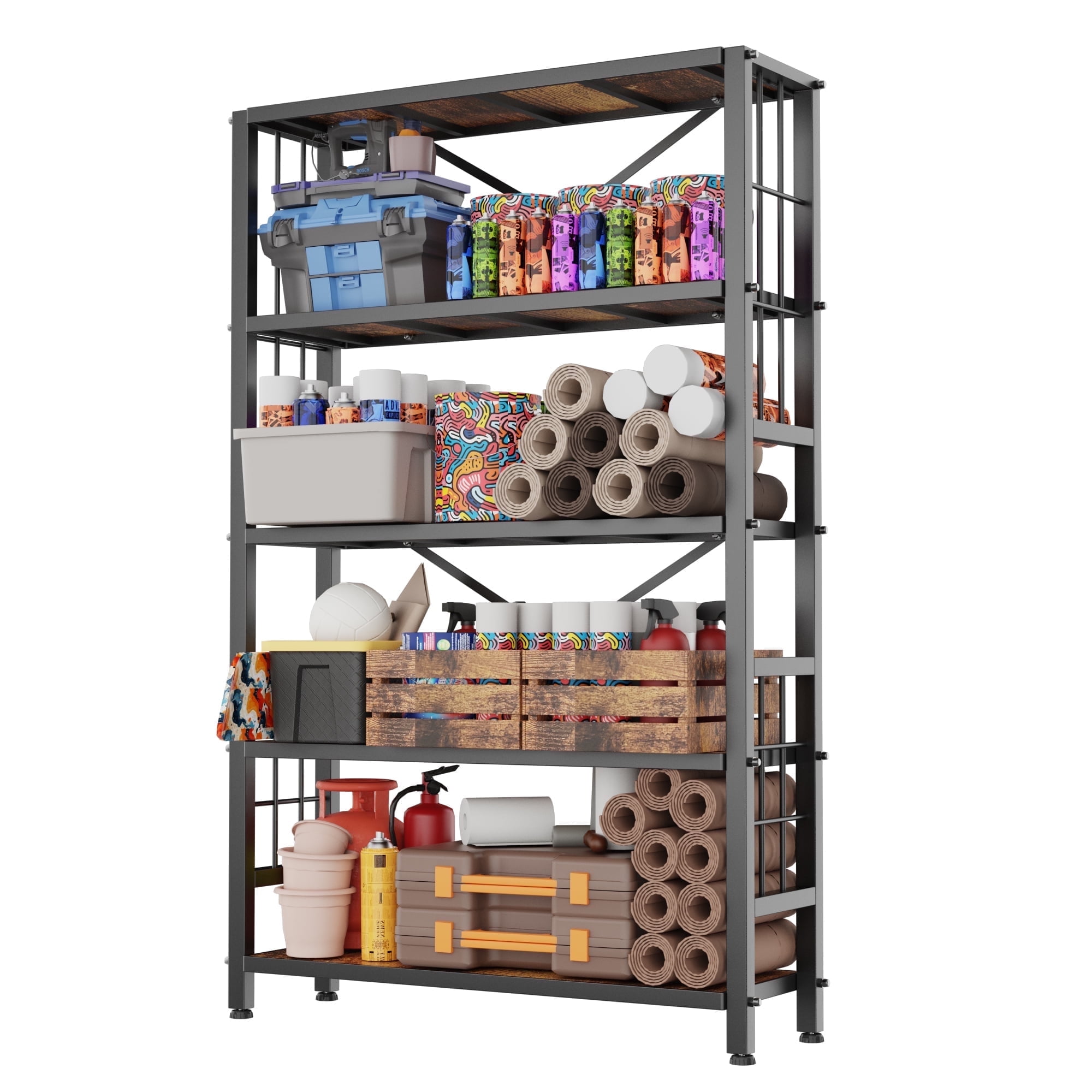 HOHYN 5-Tier Heavy-Duty Storage Shelves | 1500LB Load Rating Metal ...