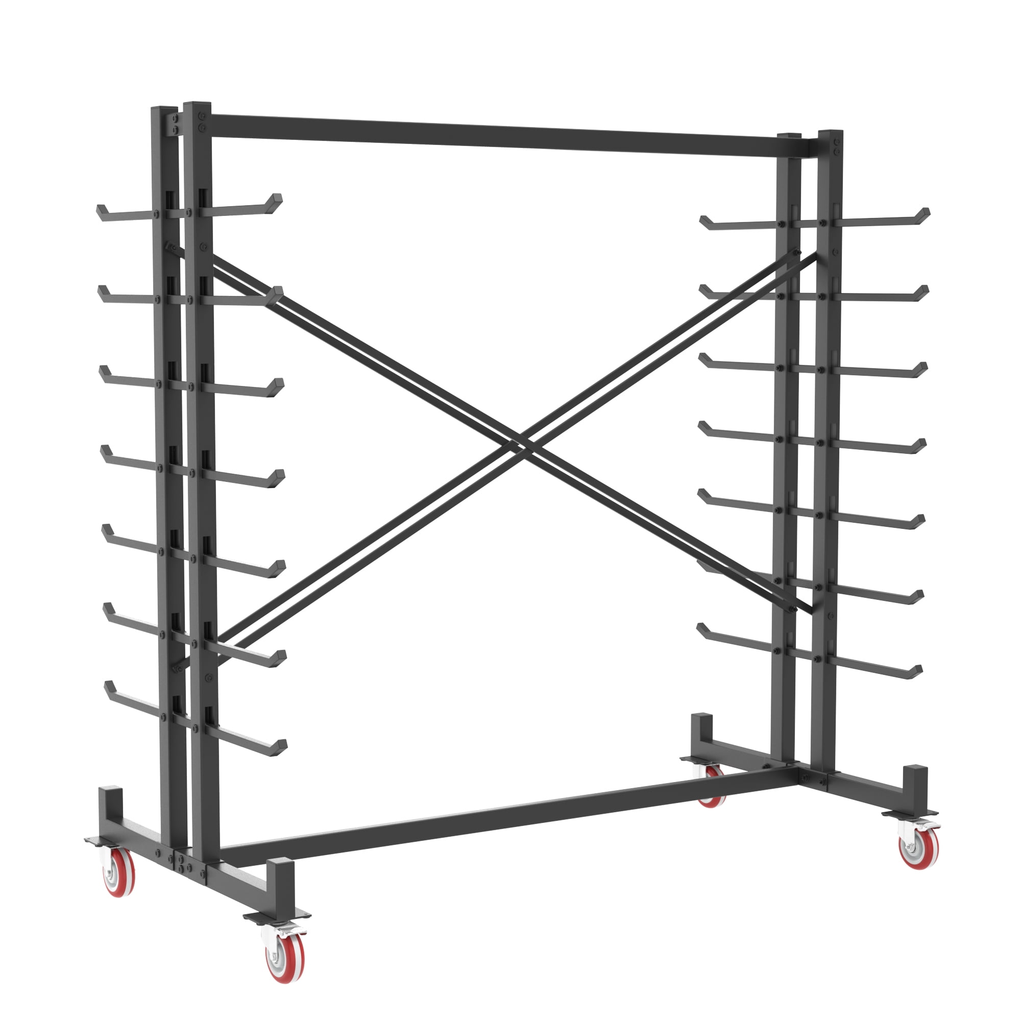 HOHYN Heavy-Duty Mobile Lumber Rack & Pipe Rack | 8-Bin Storage System ...