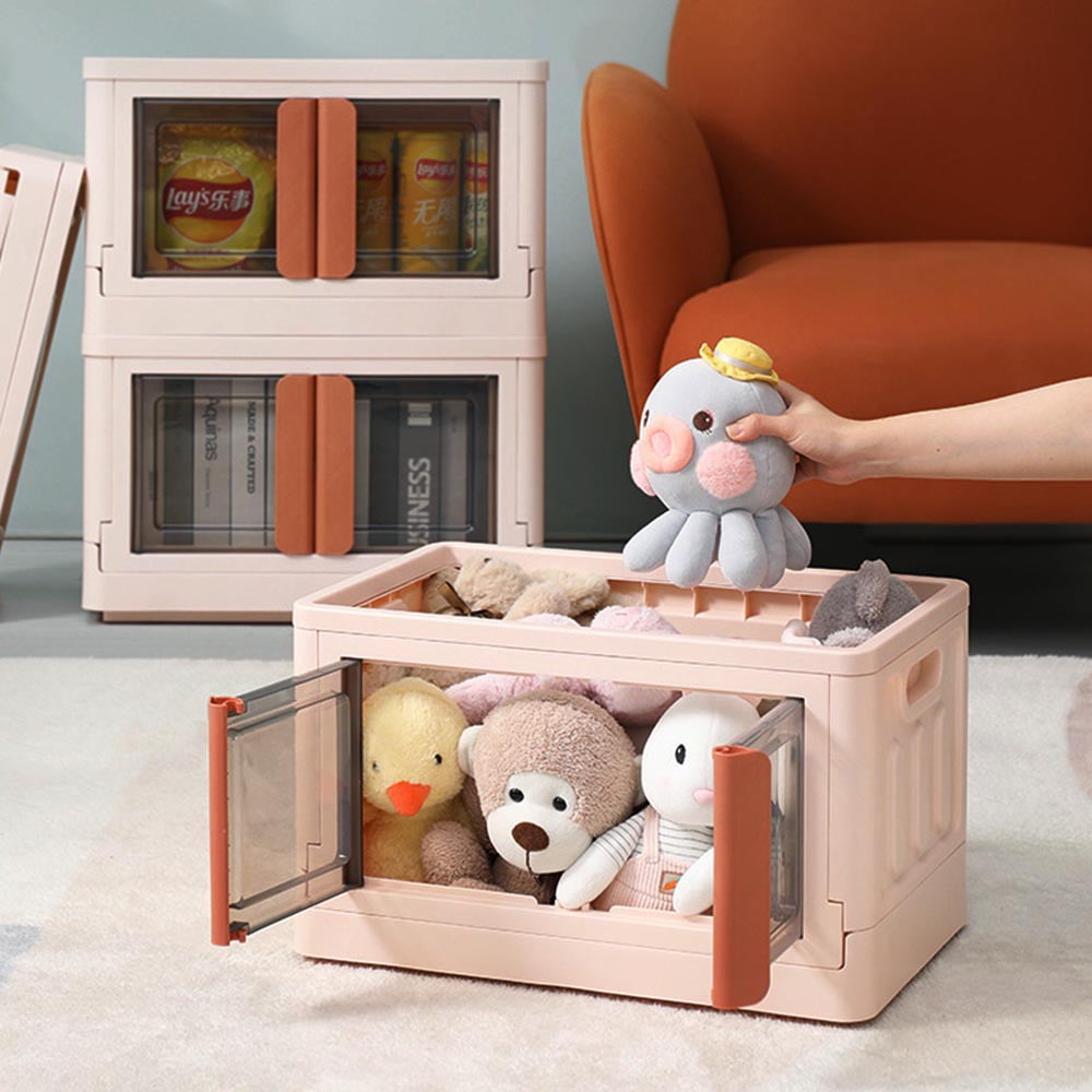 HOIN Storage Bin with Lid and Door 35L Foldable Plastic Storage Box ...