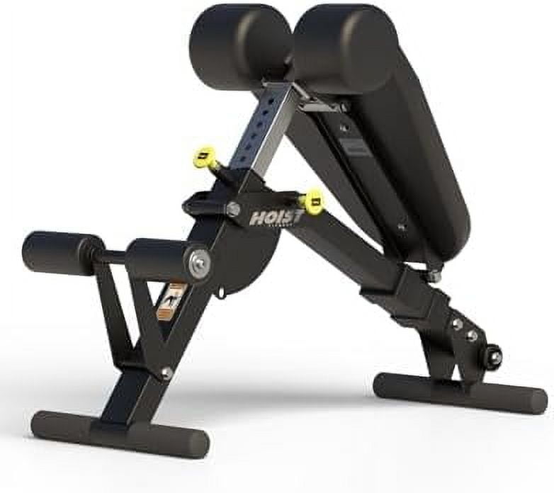 HOIST Fitness Dual Adjustable Decline Ab & Back Workout Bench w/ 11 ...