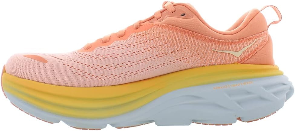 HOKA ONE Women's Bondi 8 Running Shoes, Shell Coral Peach Parfait, Size ...