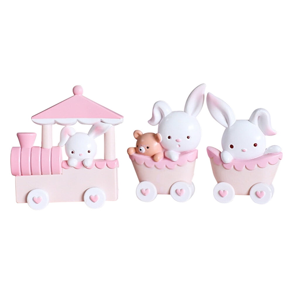 1 Set Bunny Train Birthday Cake Decoration with Plastic Rabbit and ...