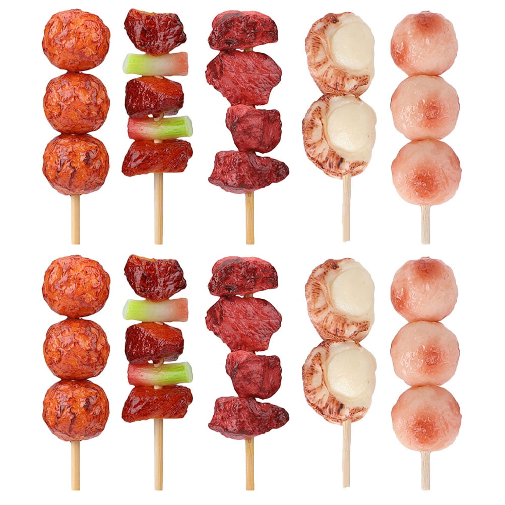 HOKARUA 10Pcs Fake Barbecue Food Lifelike Roast Kebab Model Children ...