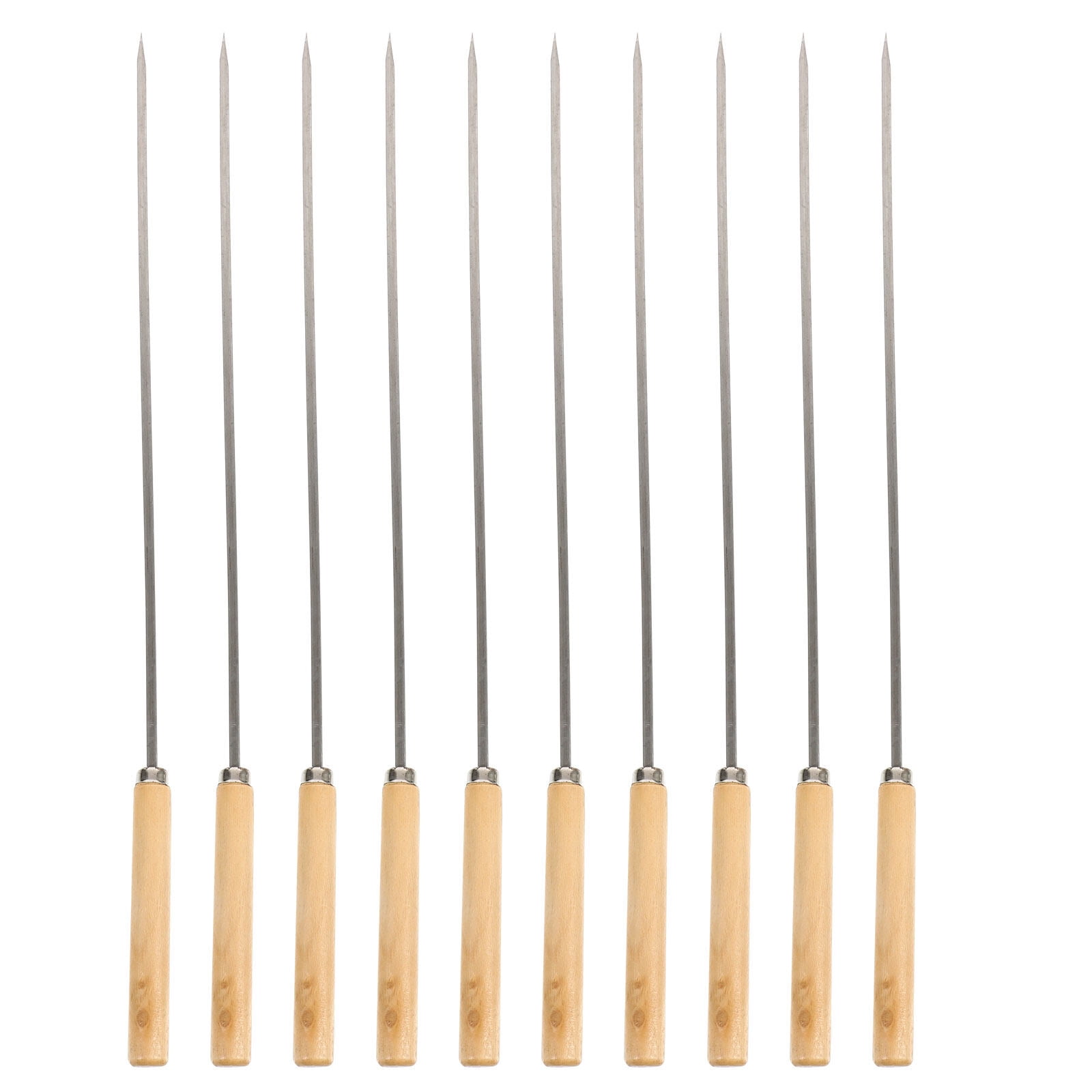 HOKARUA 10Pcs Stainless Steel Flat Kabob Skewers BBQ Barbecue Skewer ...