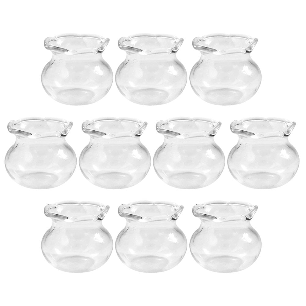HOKARUA 10pcs Glass Fish Tanks Desktop Ornaments Mini House Fish Tanks ...