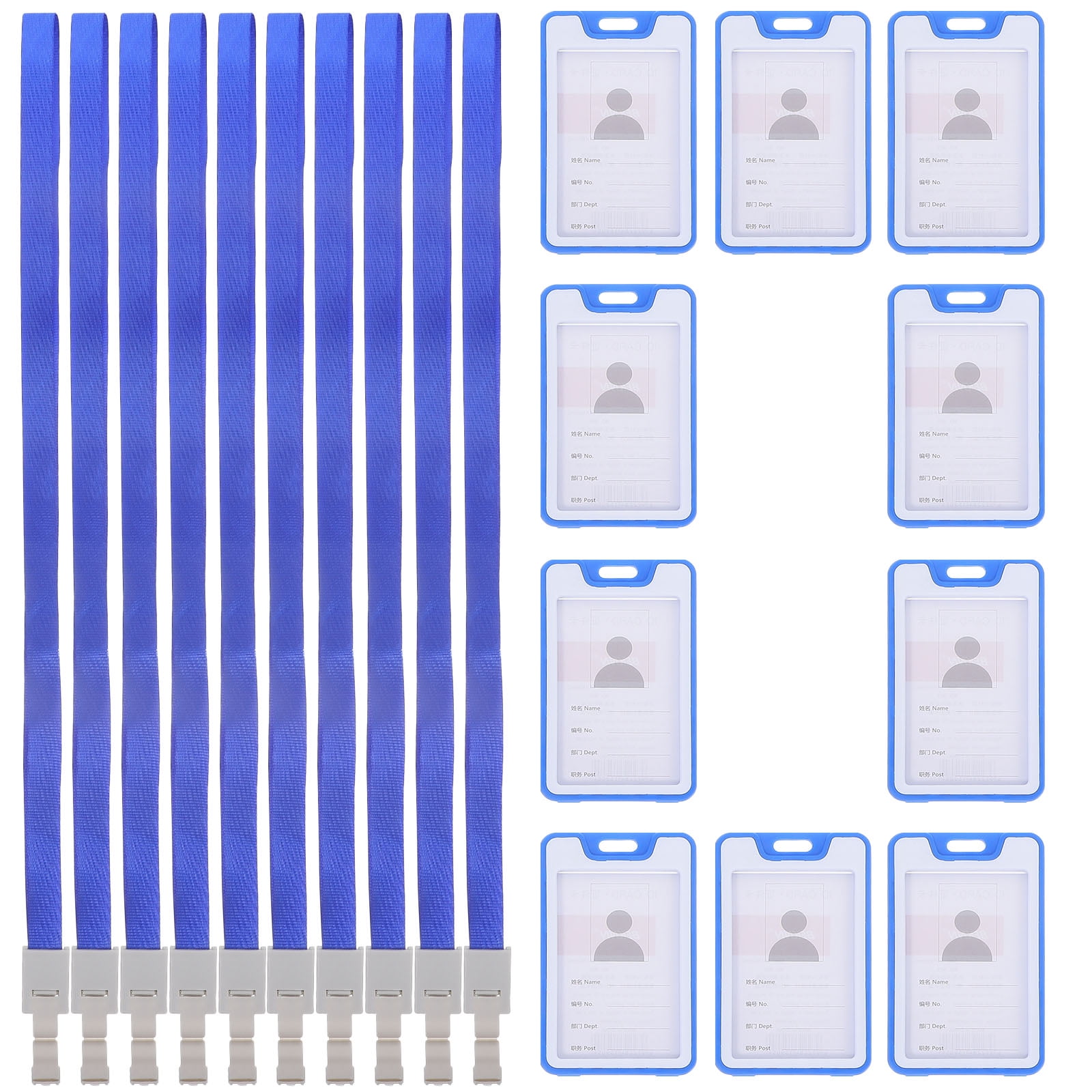 HOKARUA 10pcs ID Card Sleeve with Lanyard Reusable Badge Protector Card ...