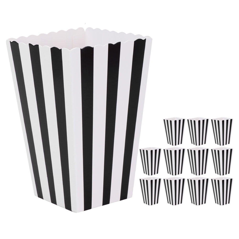 CRAFTHROU 12pcs Paper Popcorn Buckets Black Practical Party Favor ...