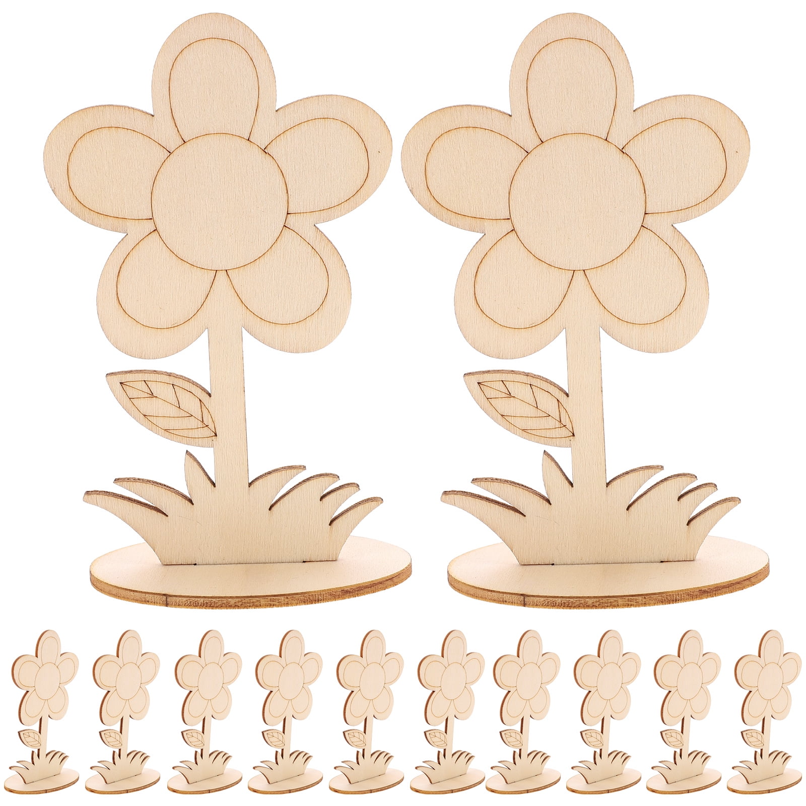 HOKARUA 12pcs Unfinished Wooden Flowers Crafts Wooden Flowers To Paint ...
