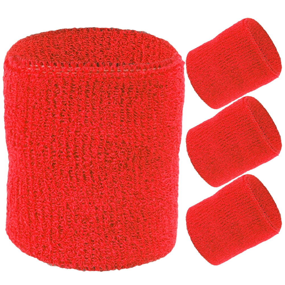 CRAFTHROU Wrist Sweatbands Red 2 Pairs 3.1x3.1x0.4in - Walmart.com