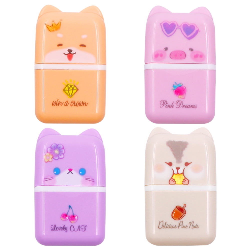 HOKARUA 4Pcs Cartoon Animal Erasers Rolling Pencil Erasers Adorable ...