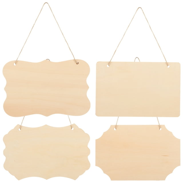 HOKARUA 4pcs Blank Hanging Signs Unfinished Wood Signs DIY Hanging ...