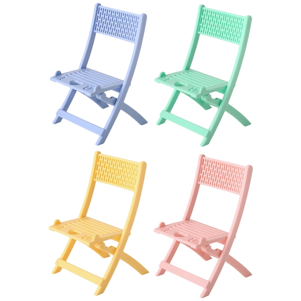 HOKARUA 4pcs Mini Folding Chair Models Doll House Mini Chair Shape ...