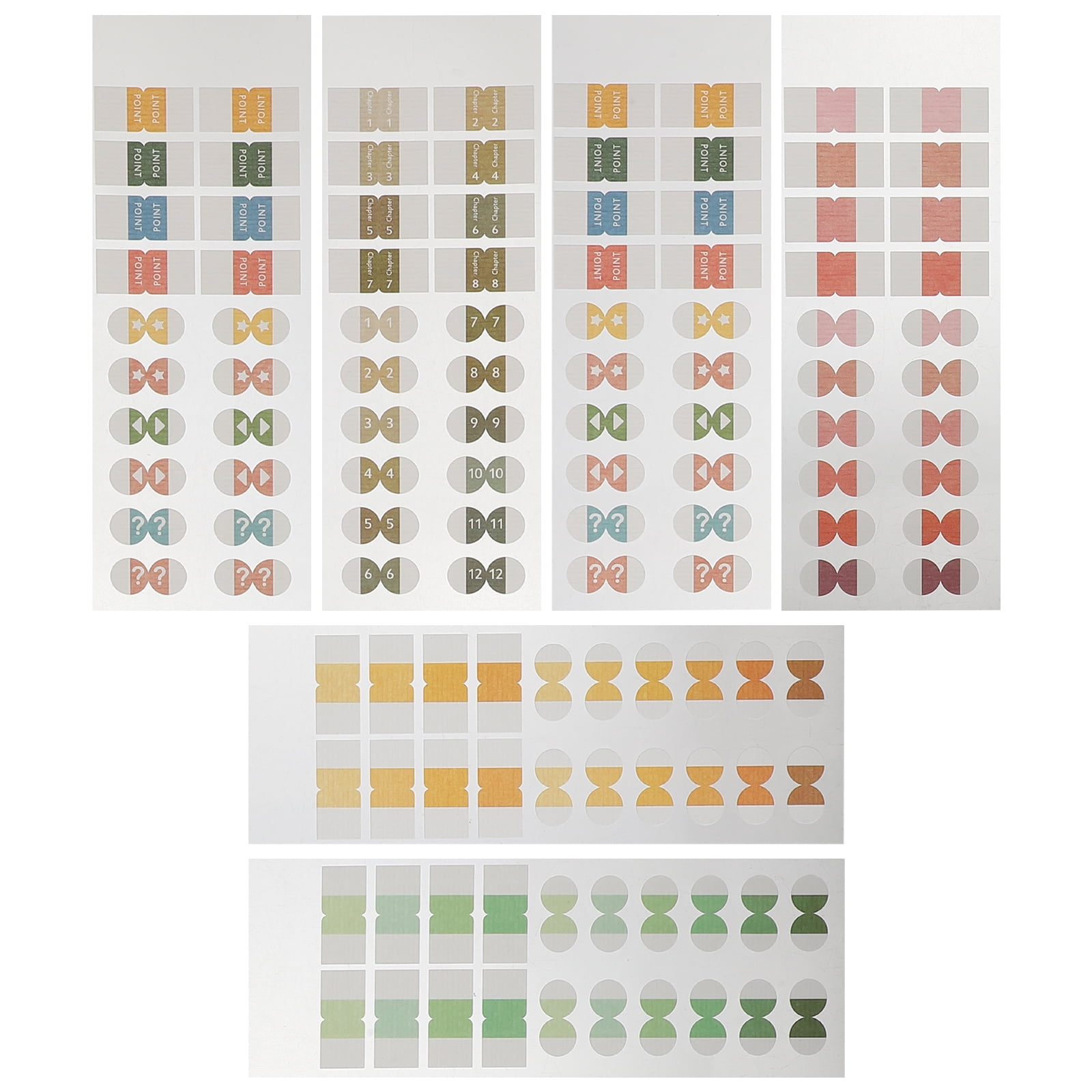 HOKARUA 6 Sheets Colorful Tabs Sticky Tabs Page Markers Portable Book ...