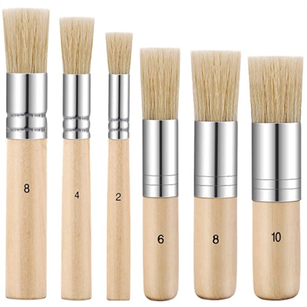 CRAFTHROU Professional Paint Brushes Wood Pig Bristle 1Set 4.4In ...